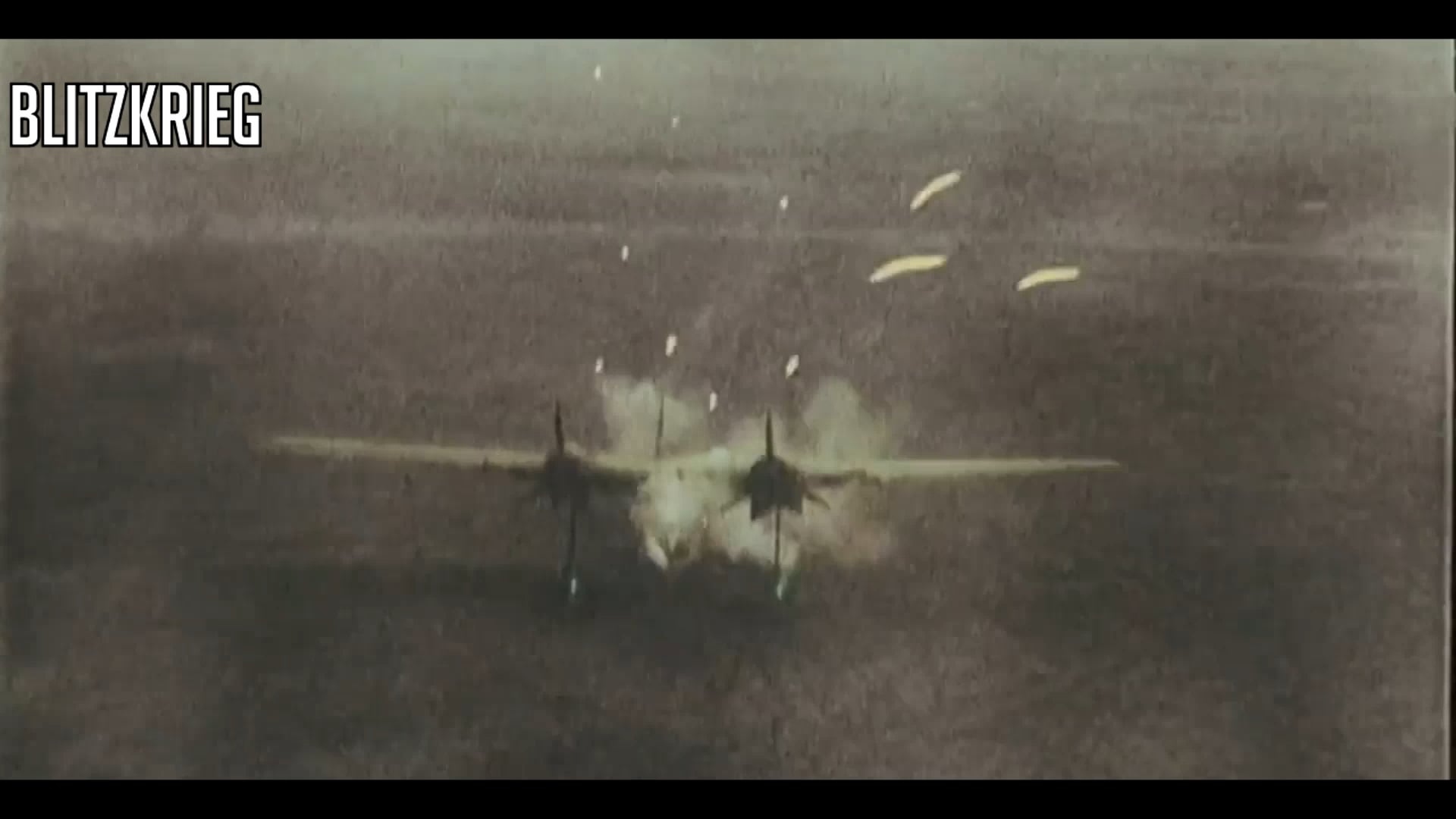 A German Luftwaffe fighter strafing a British H.P.54 Harrow bomber ...